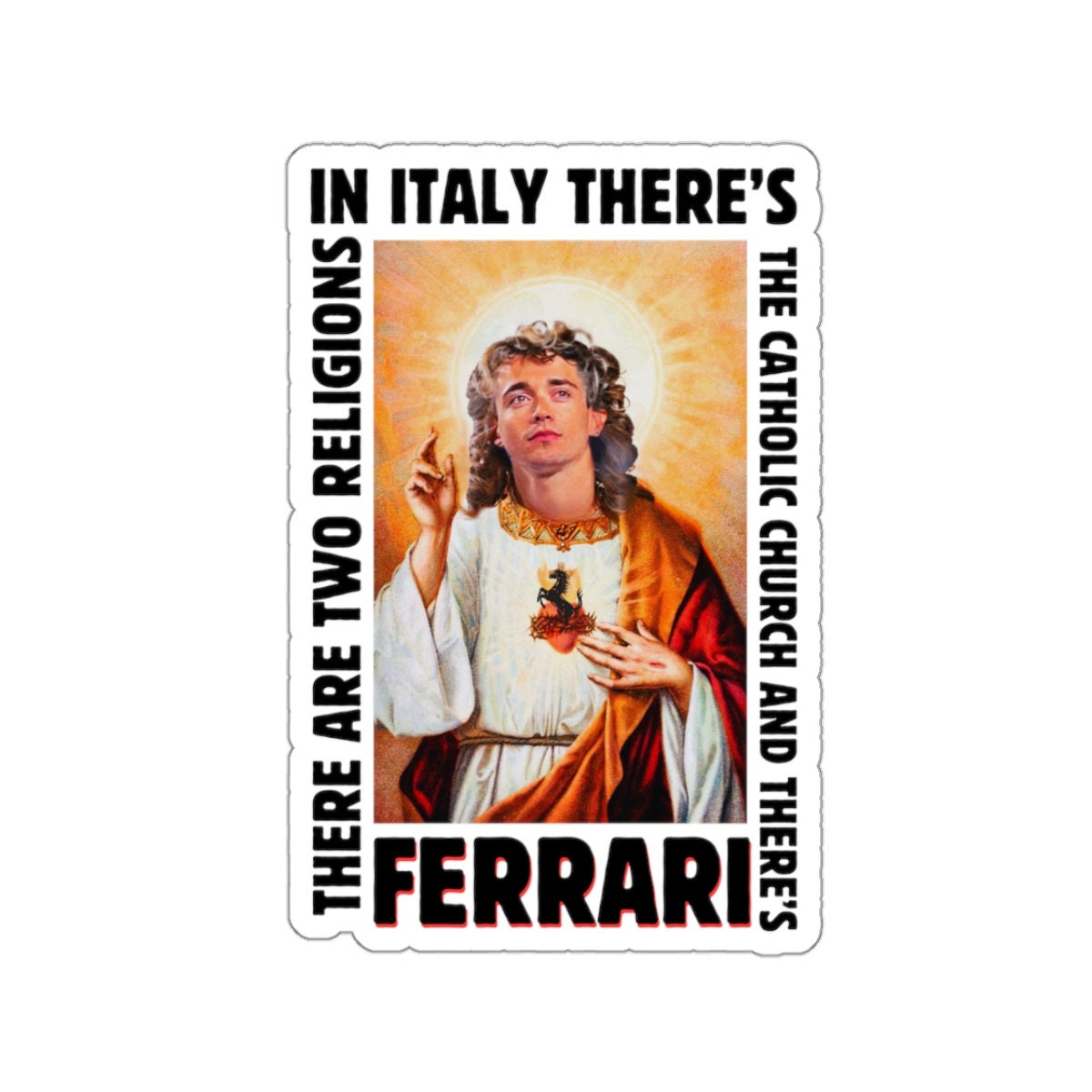 Charles Leclerc Jesus Sticker, Funny Formula 1 Religious Leclerc ...