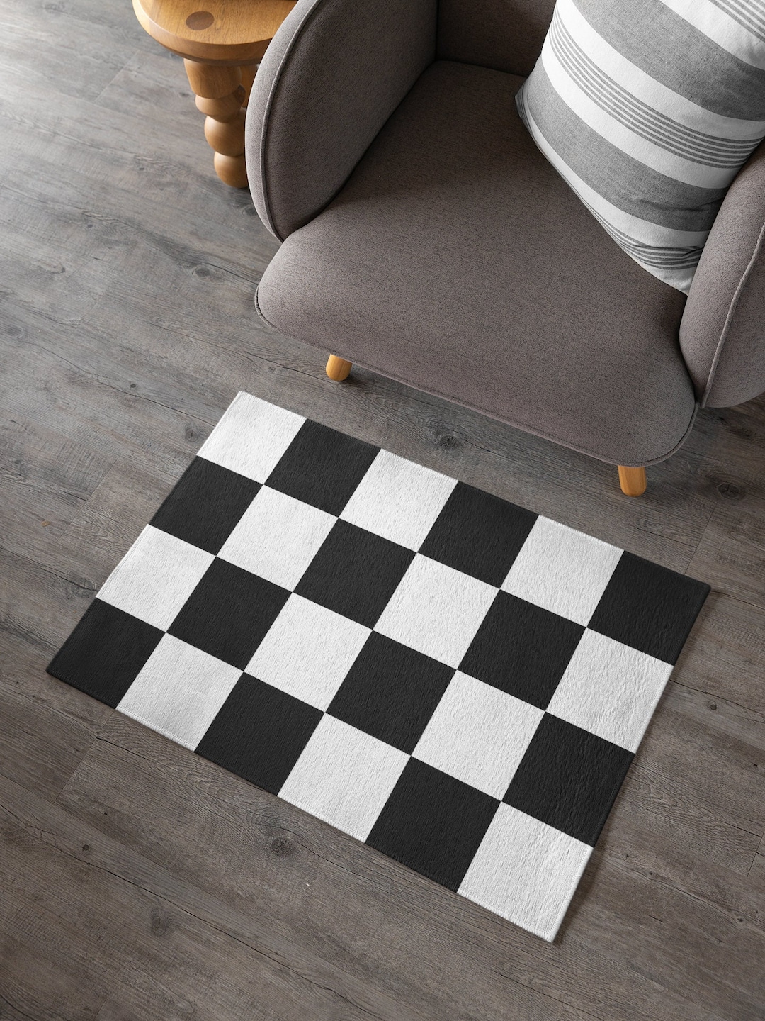 Checkered Pattern Area Rugs, Black and White Home Decor Rug, Mat for ...