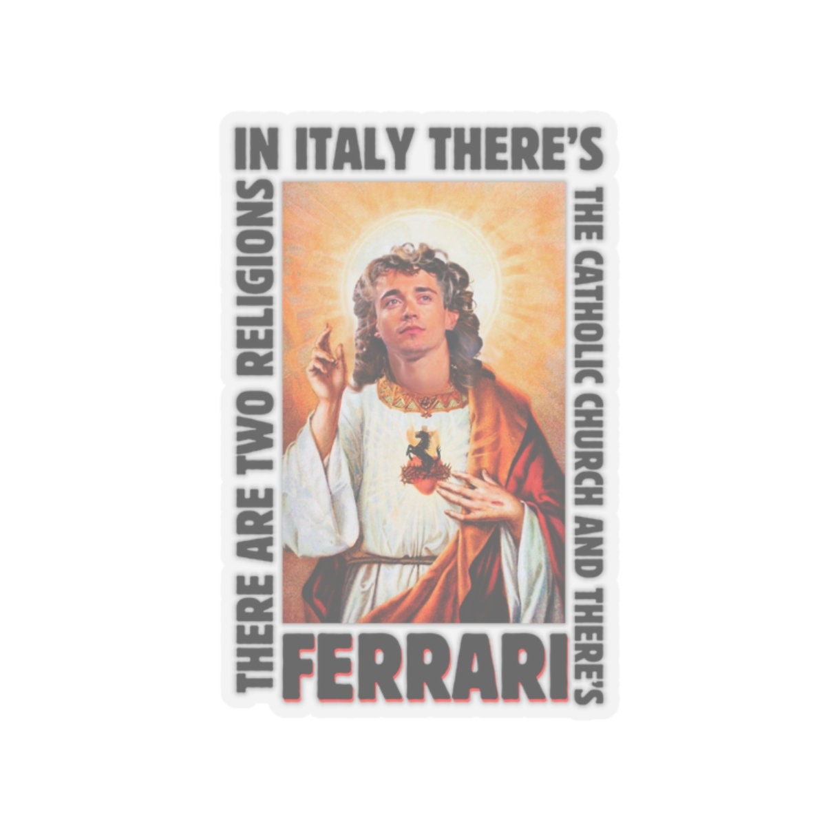 Charles Leclerc Jesus Sticker, Funny Formula 1 Religious Leclerc ...