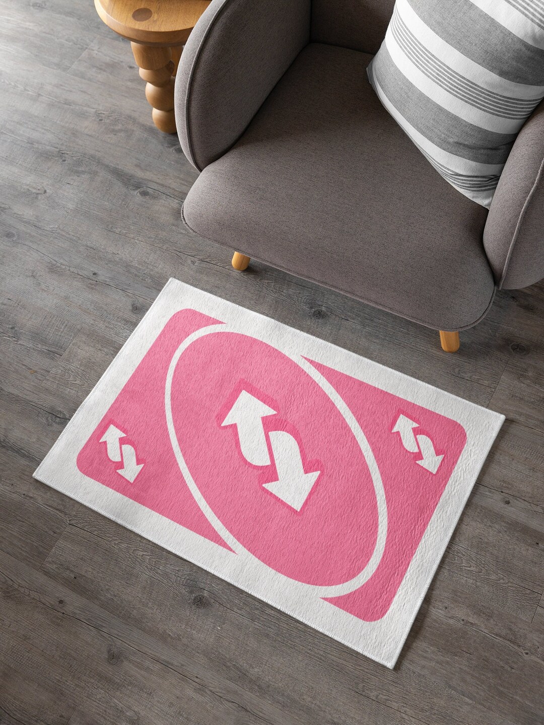 Pink Uno Reverse Rug, Trendy Area Rugs, Pastel Gaming Accent Rug ...