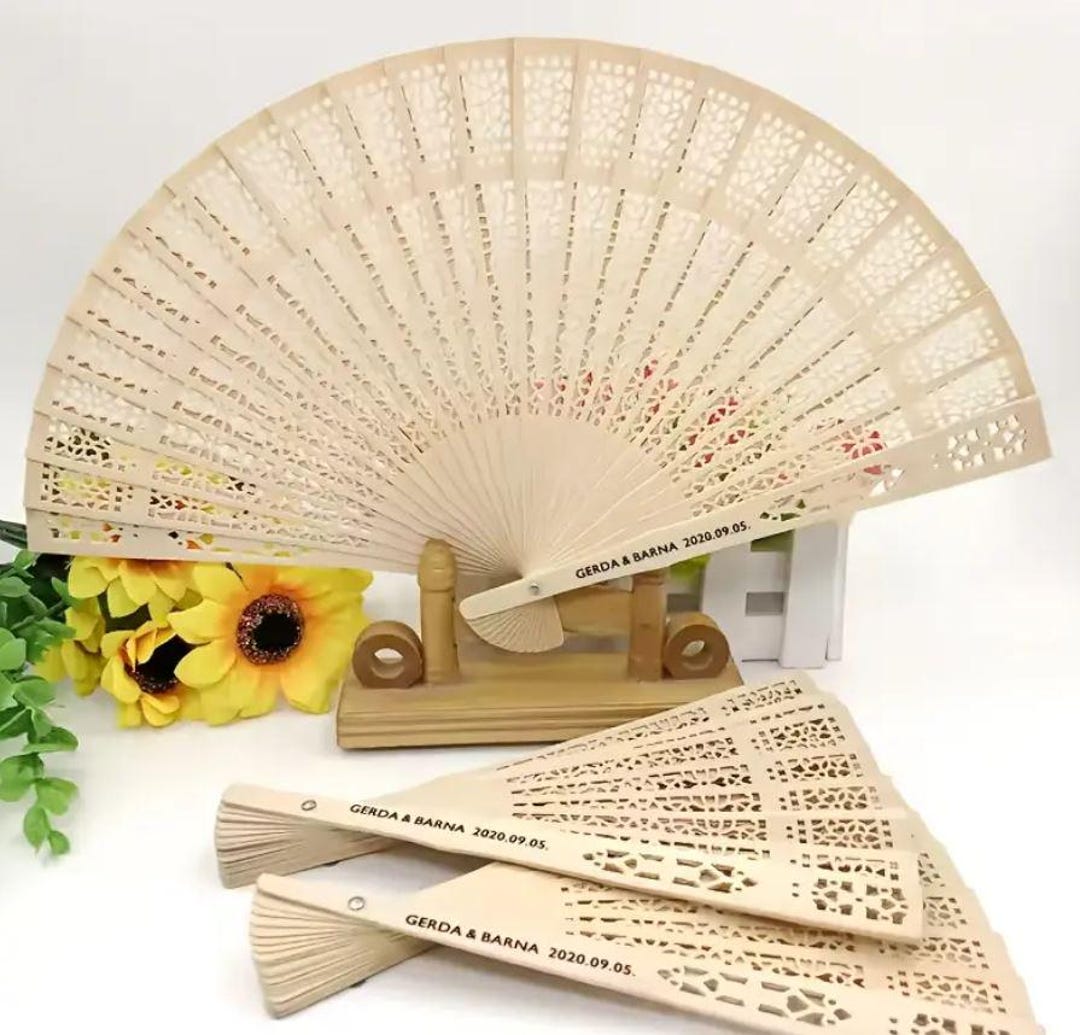 Personalized Wedding Hand Fans Engraved Sandalwood Fans, Personalized ...