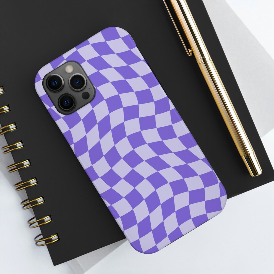 Retro Purple Lilac Groovy Check Phone Case Tough - Etsy