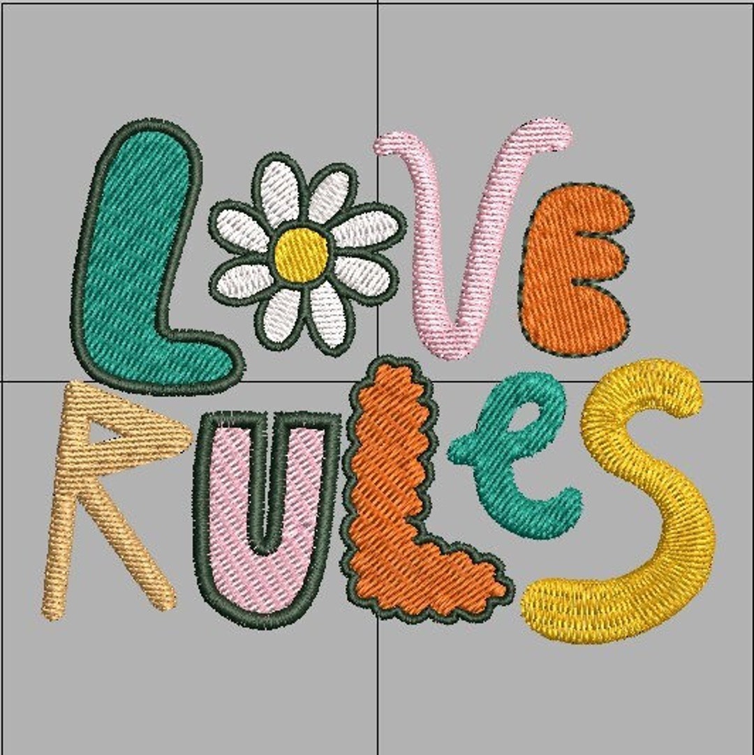 Love Rules Embroidery Digital File - Etsy