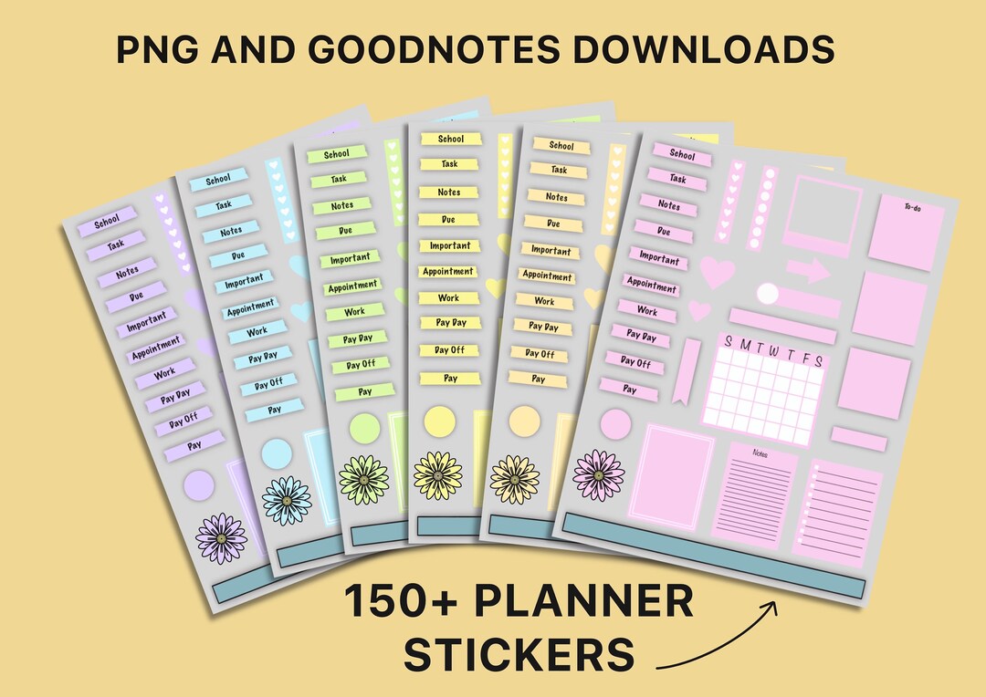 Pastel Digital Planner Stickers | Goodnotes Stickers | PNG Stickers ...