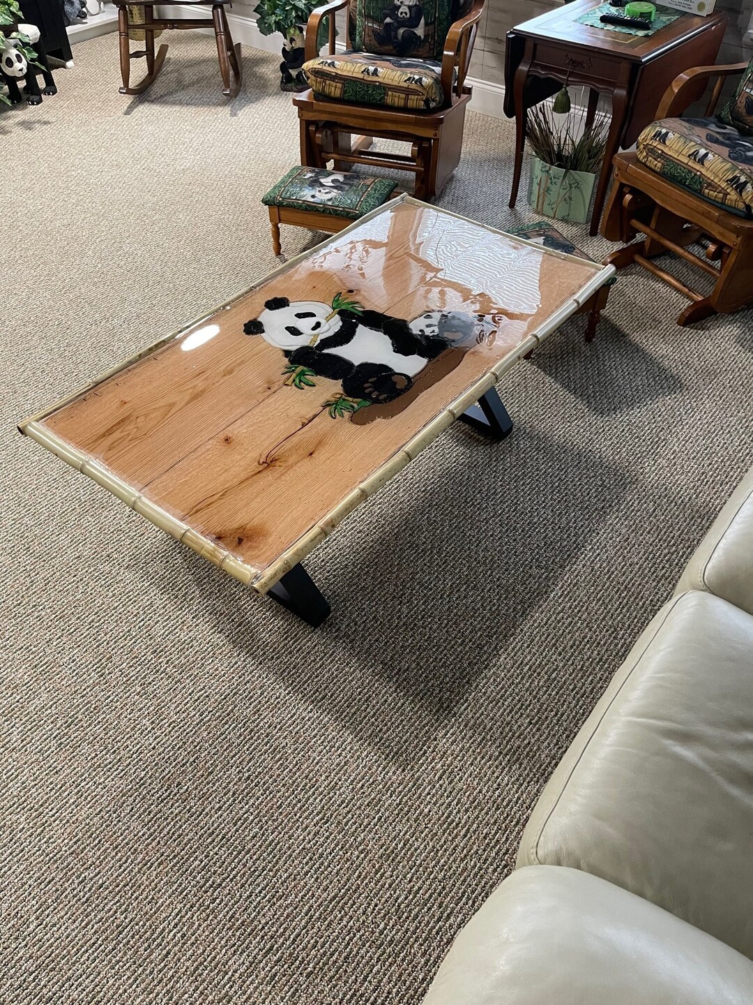 Panda Intarsia Oak Coffee Table - Etsy