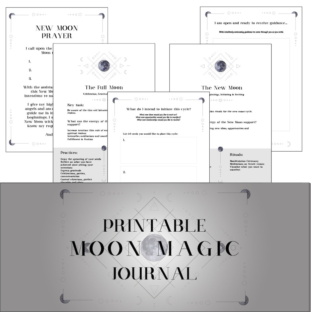 Printable Moon Magic Journal | Moon Planner | Moon Manifestations ...