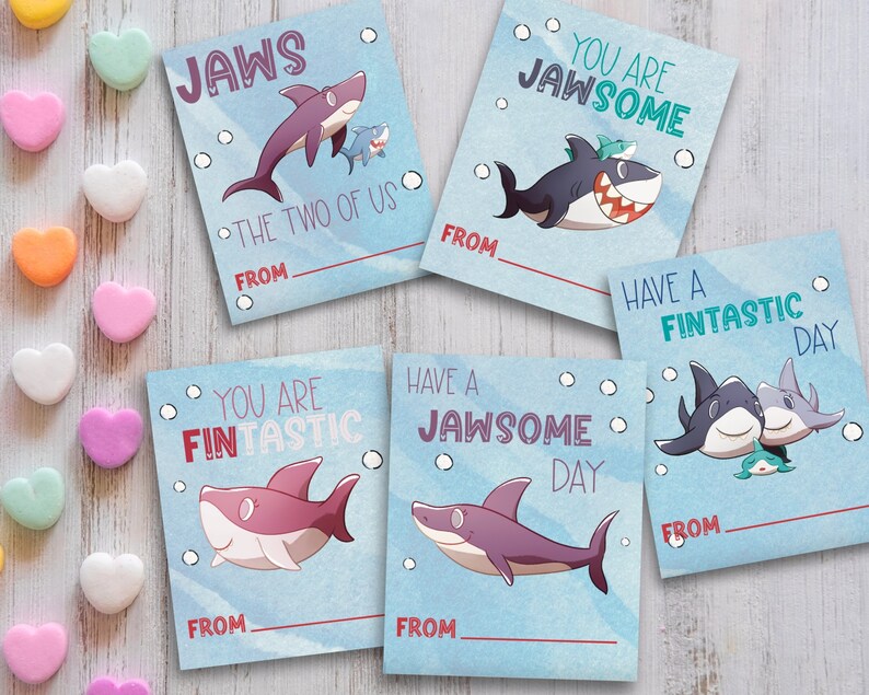 Preschool/kindergarten Watercolor Shark Themed Valentines Day Card ...