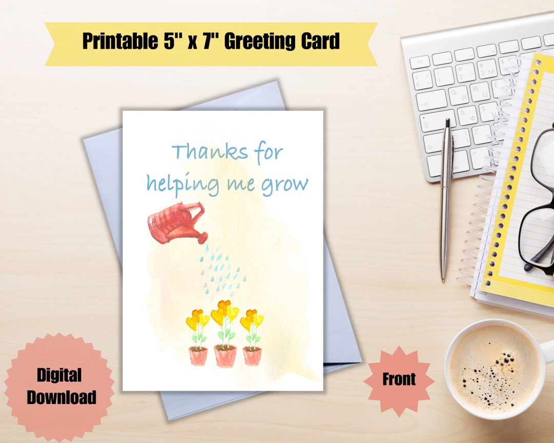 Teacher Thank You Card - 5" X 7" Greeting Card Size, Teacher ...