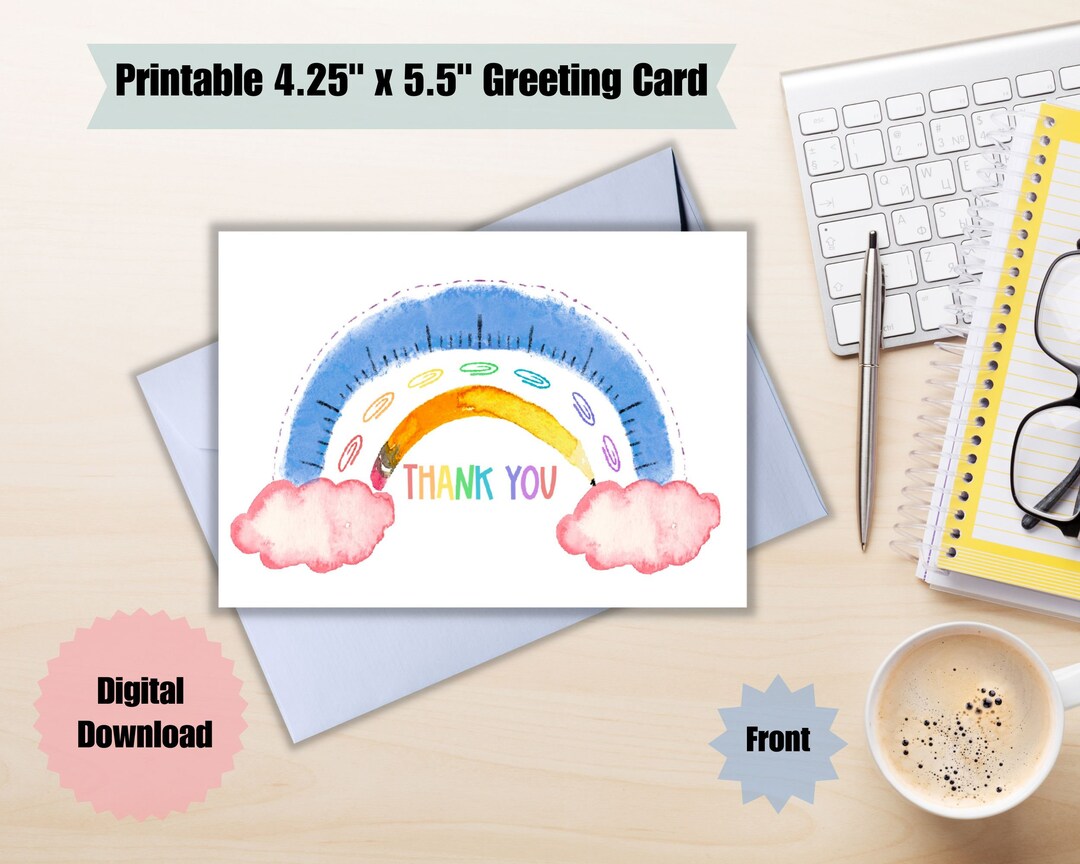 Teacher Thank You Card - 4.25" X 5.5" Greeting Card Size, Teacher ...