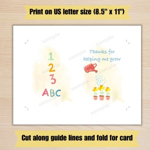 Teacher Thank You Card-4.25"x 5.5" Card Size, Teacher Appreciation ...