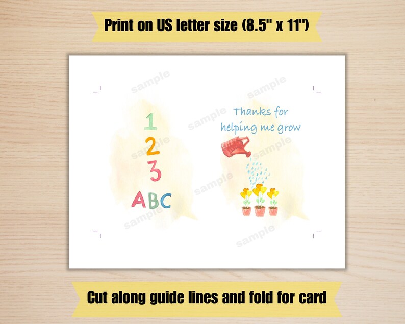 Teacher Thank You Card-4.25x 5.5 Card Size - Etsy