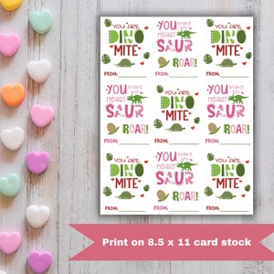 Preschool/kindergarten Valentines Day Card | Printable Dinosaur ...