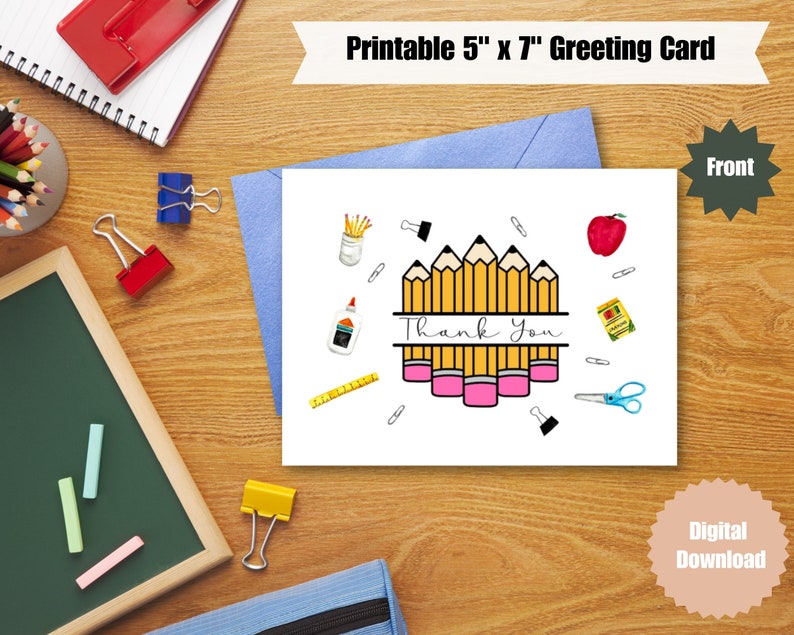 Teacher Appreciation Card-5" X 7" Greeting Card Size, Thank You ...
