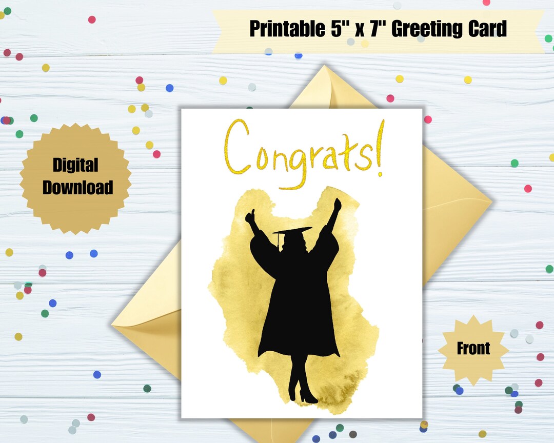 Digital Graduation Card (5" X 7"), Watercolor, Printable Card ...