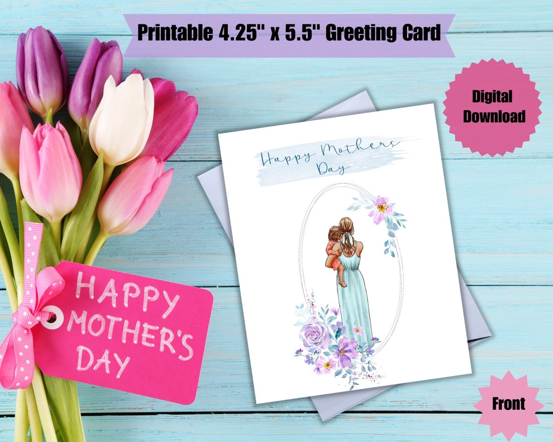 Digital Mothers Day Card - 4.25" X 5.5" Greeting Card Size, Watercolor ...