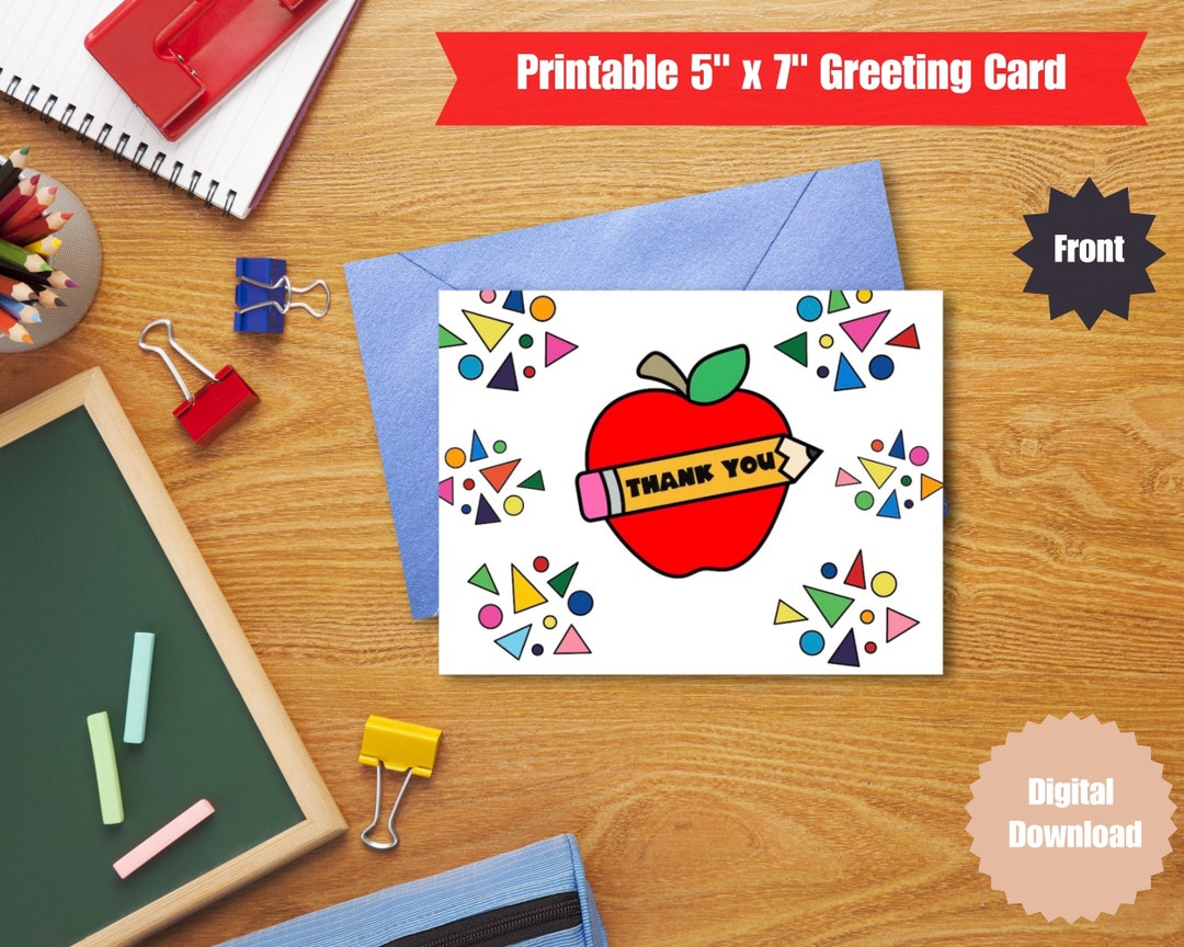Teacher Appreciation Card-5" X 7" Greeting Card Size, Thank You ...