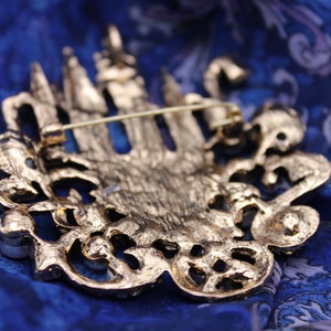 Bejeweled Castle Brooch, Multi-colored Rhinestones and Faux Pearls ...