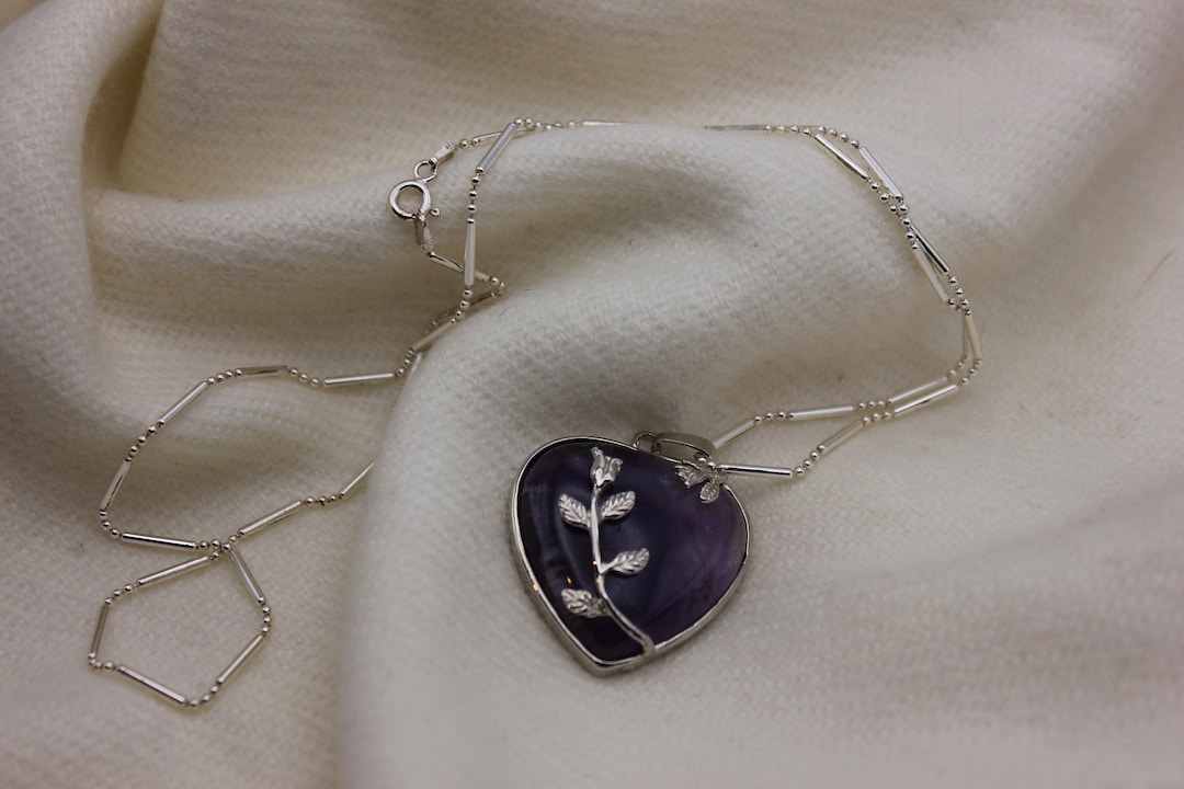 Amethyst Heart Shaped Pendant on 23" Sterling Silver Chain, Sterling ...