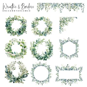 Watercolor Eucalyptus Clipart PNG Set, 36 Eucalyptus Greenery Clipart ...