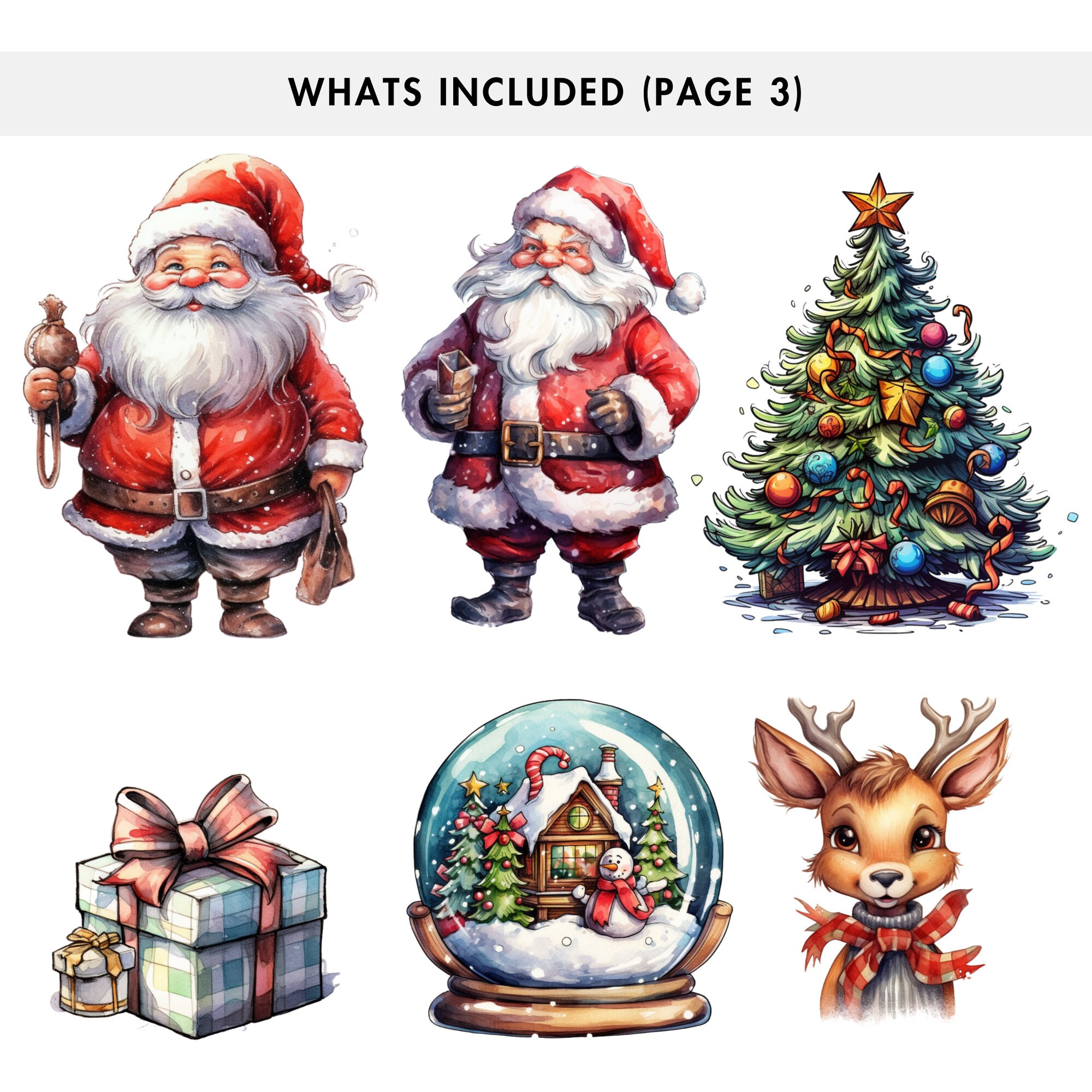 Christmas Clipart PNG Set, 20 Holiday Clipart, Commercial Use Clip Art ...