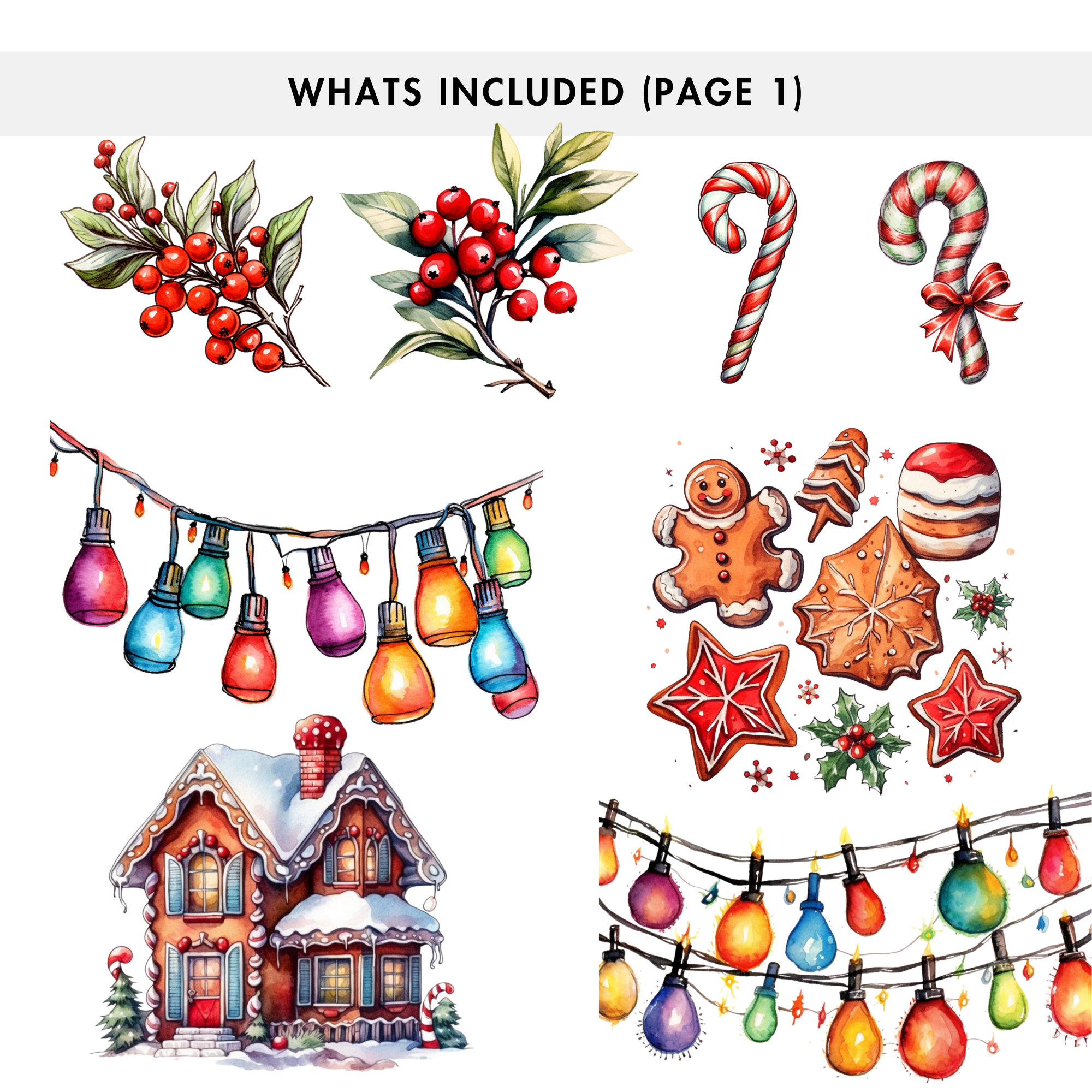 Christmas Clipart PNG Set, 20 Holiday Clipart, Commercial Use Clip Art ...