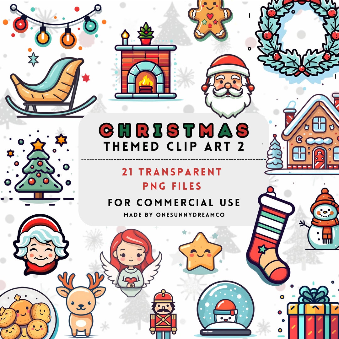Christmas Clip Art PNG Set, 21 Holiday Clip Art, Commercial Use Clip ...