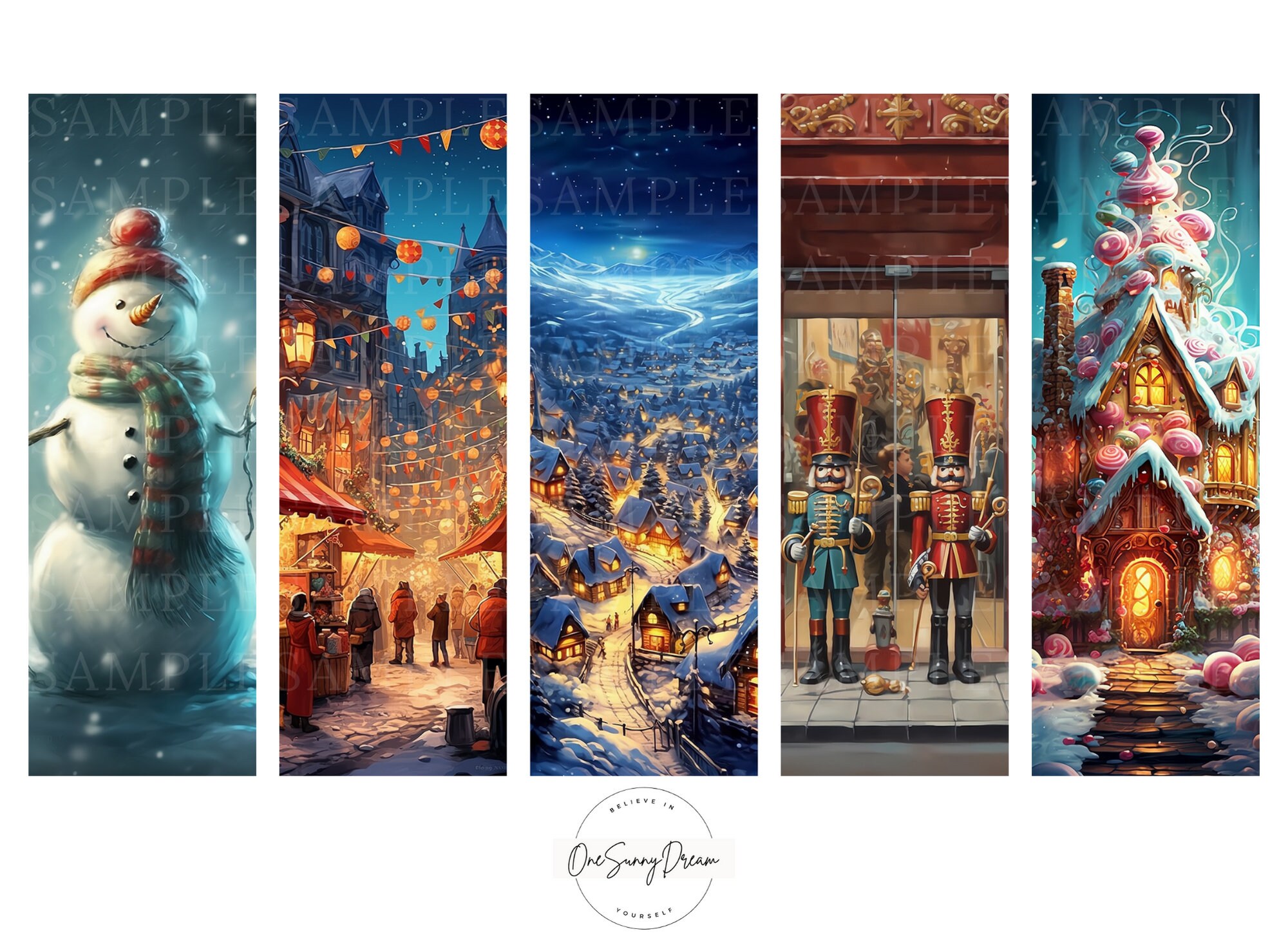 15 Christmas Themed Bookmark Set, Christmas PNG and JPG File ...