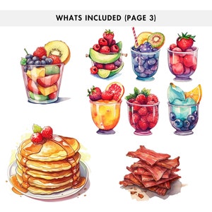 Watercolor Food Clip Art PNG Set, 20 Food Clipart, Commercial Use Clip ...