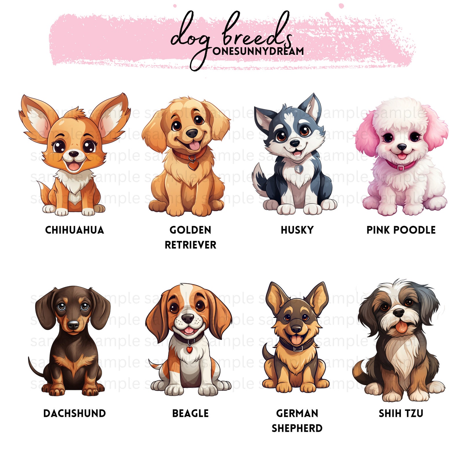Cartoon Dog Clipart PNG Set, 21 Dog Clip Art, Animal Clipart, Cute Dogs ...