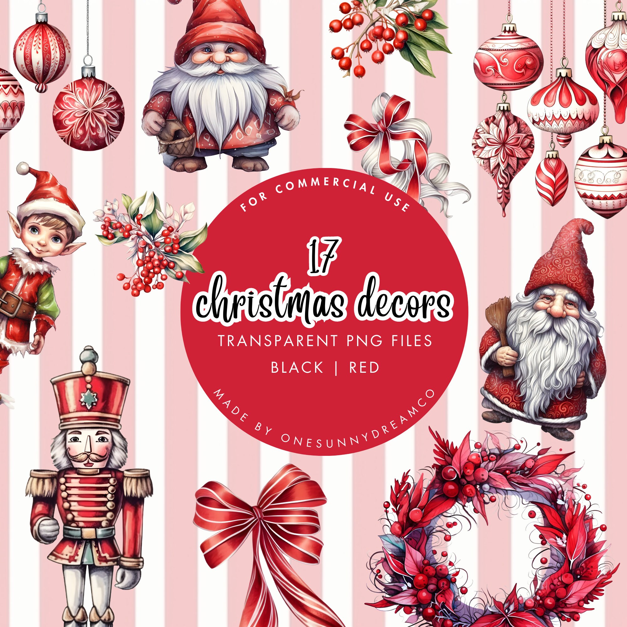 Christmas Decoration Clipart PNG Set 17 Holiday Clipart - Etsy