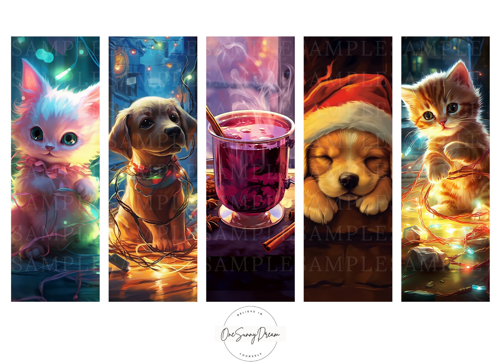 15 Christmas Themed Bookmark Set, Christmas PNG and JPG File ...