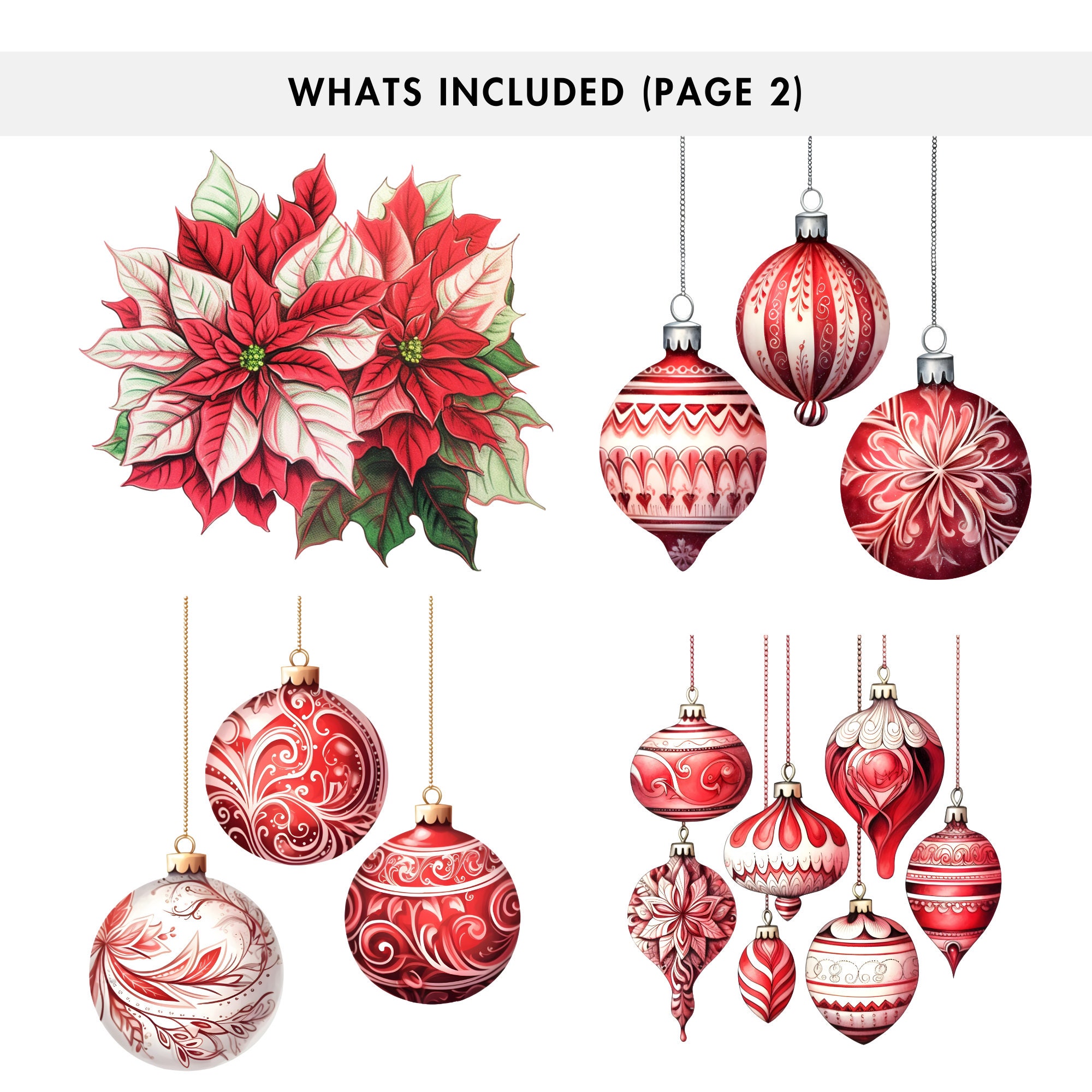 Christmas Decoration Clipart PNG Set 17 Holiday Clipart - Etsy
