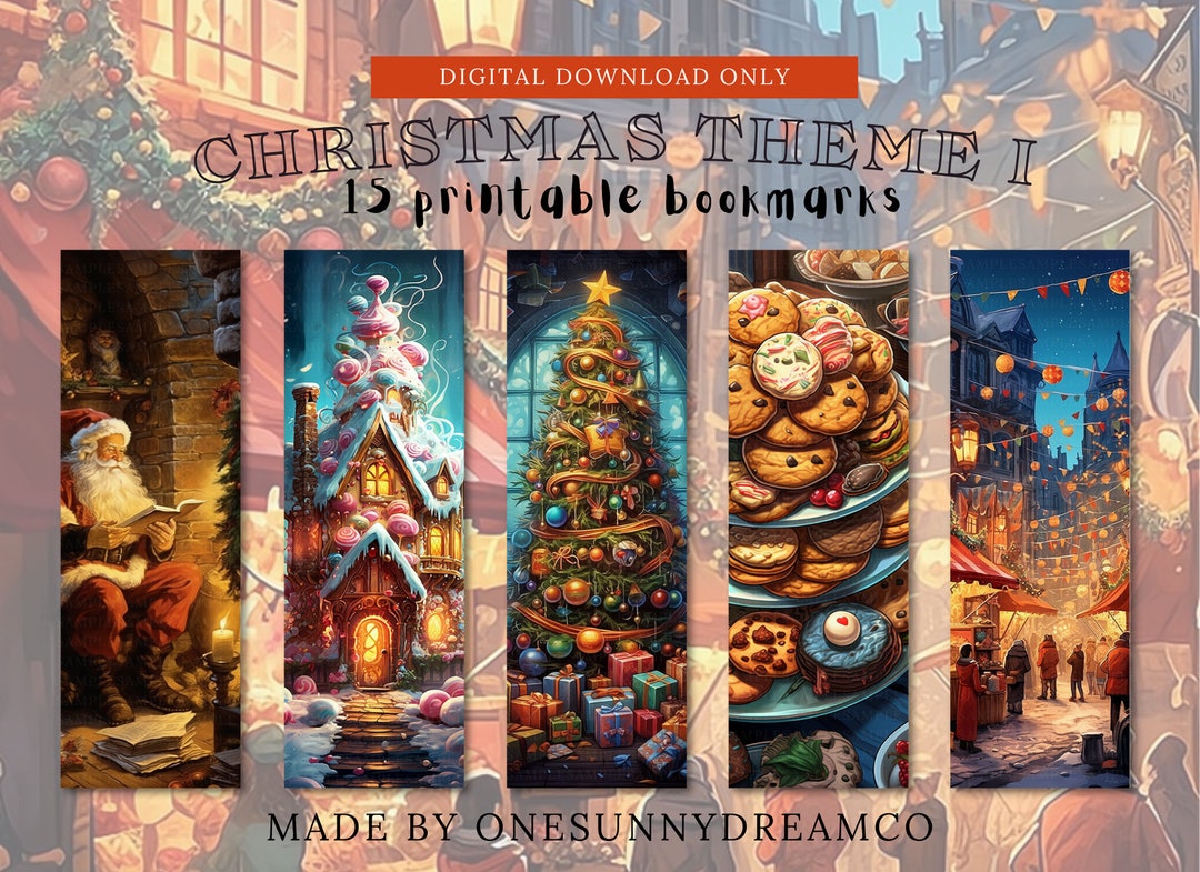 15 Christmas Themed Bookmark Set, Christmas PNG and JPG File ...