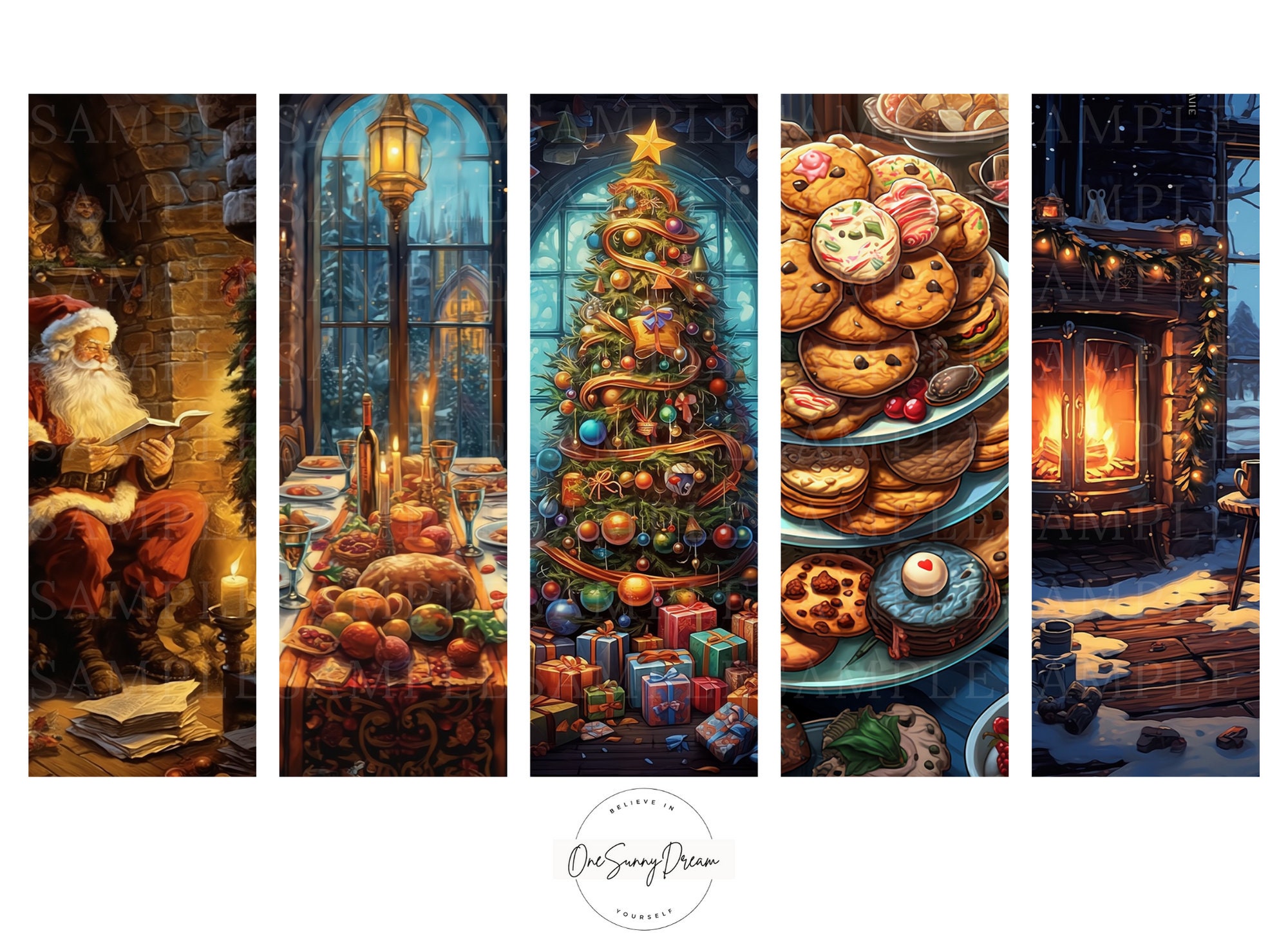 15 Christmas Themed Bookmark Set, Christmas PNG and JPG File ...