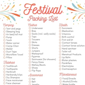 Ultimate Festival Packing List - Etsy