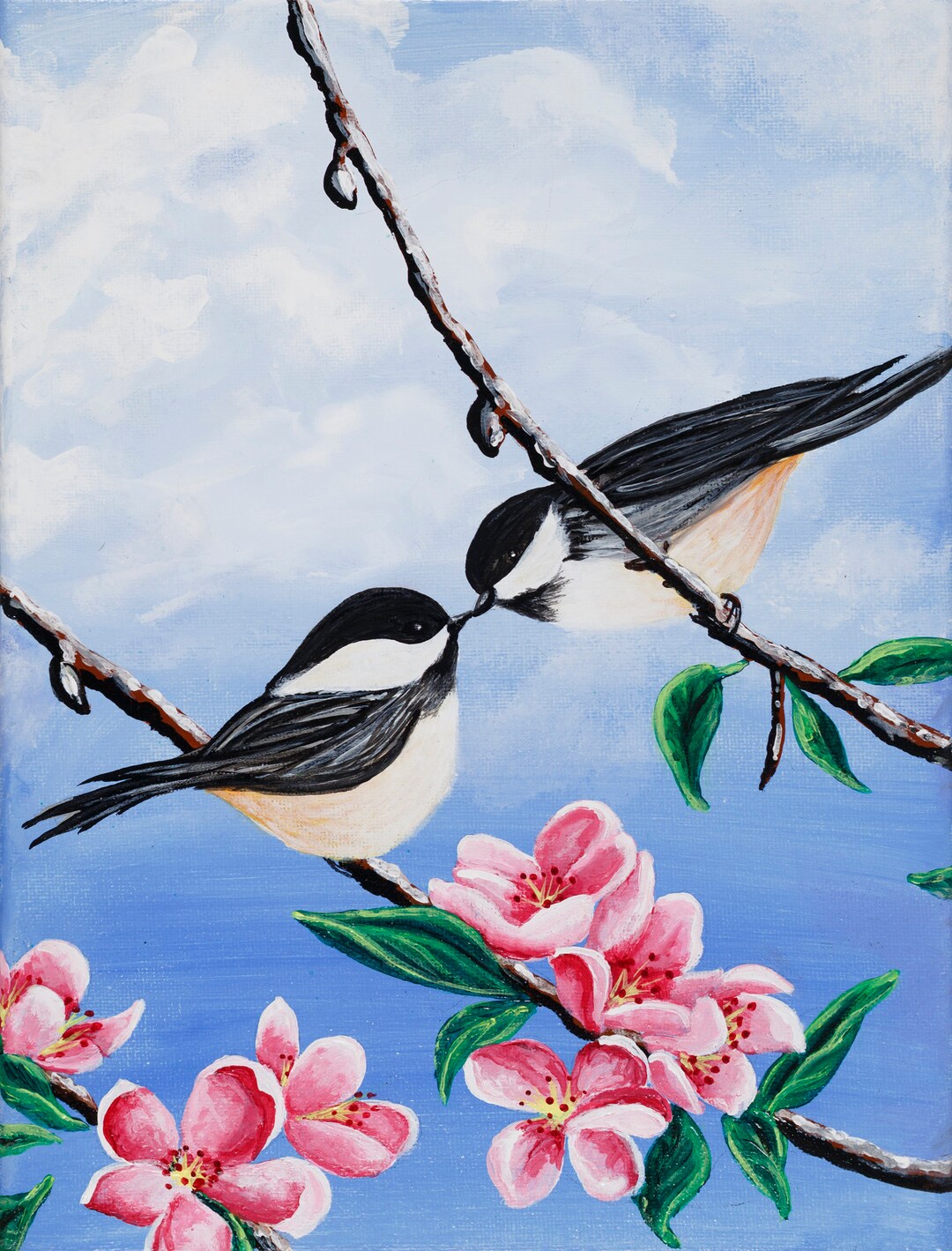 Morning Coffee // Landscape Trees Birds Chickadee Spring Wall Art ...
