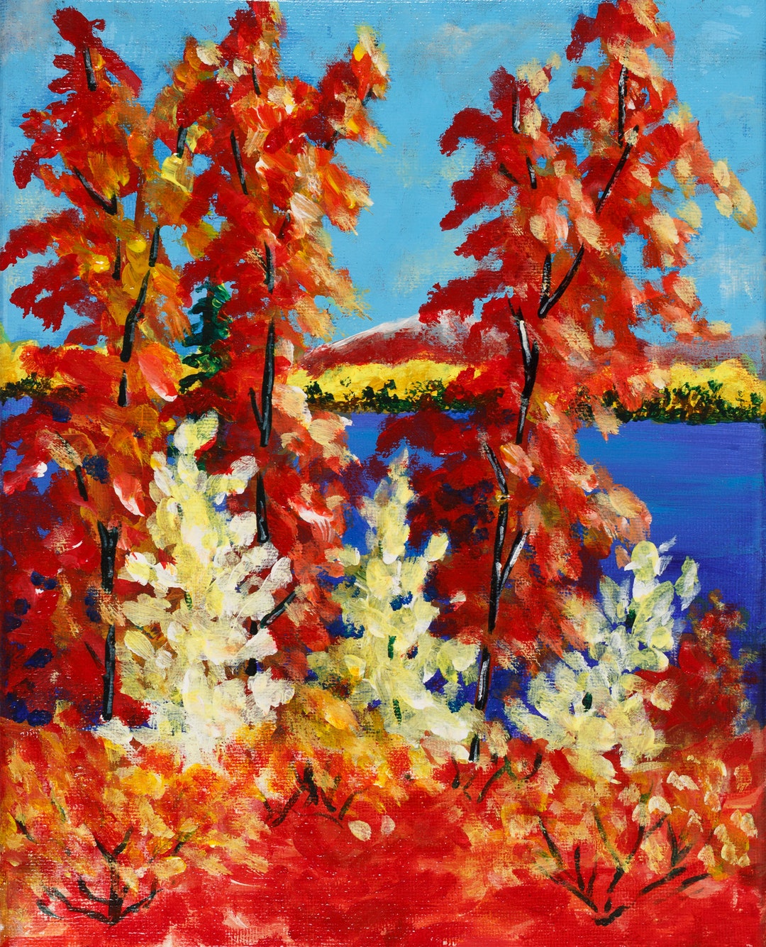 Childhood Memories // Landscape Fall Leaves Water Trees Autumn - Etsy