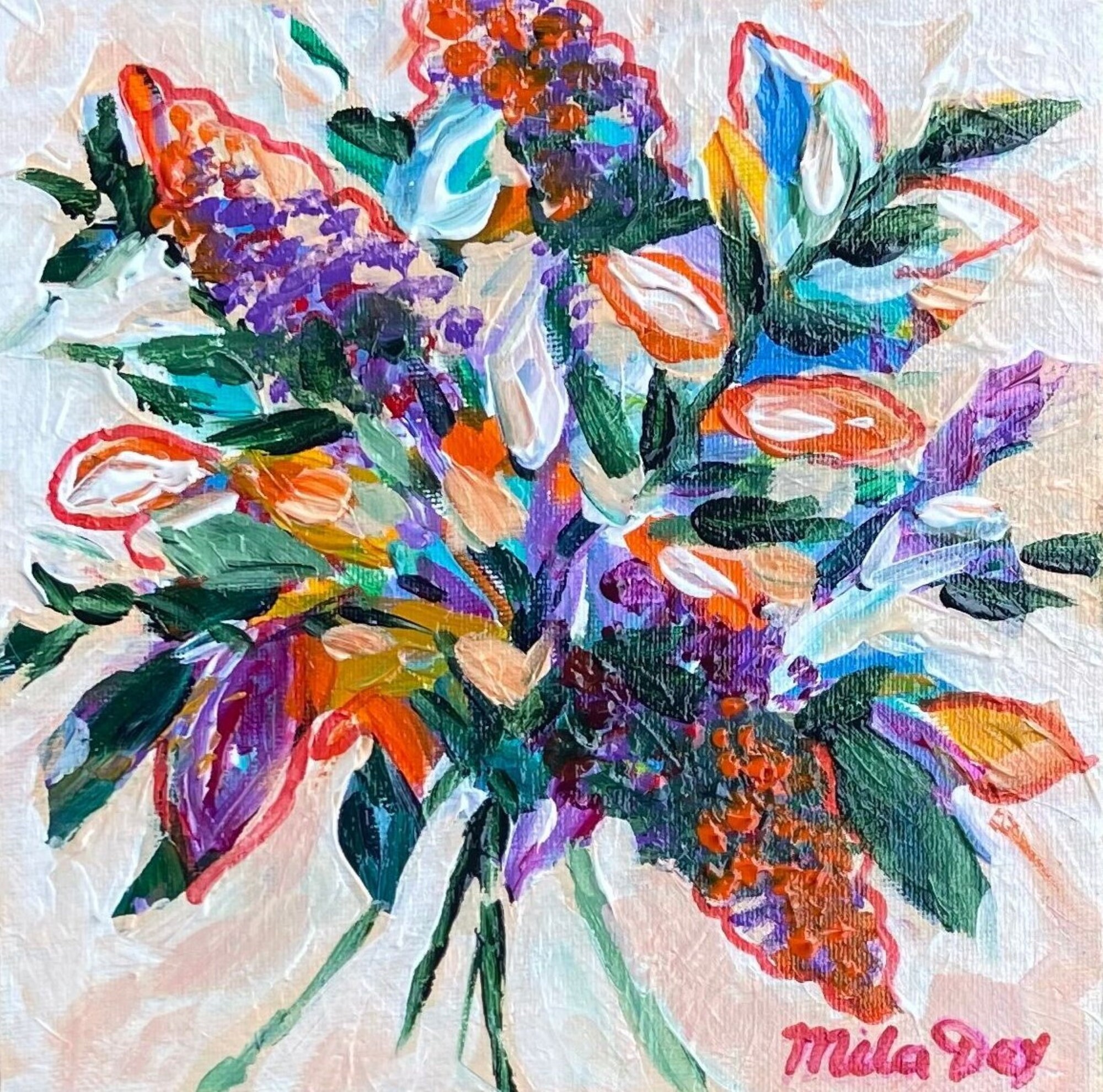 Hand-painted Wall Decor Original Interior Painting Flowers Painting ...