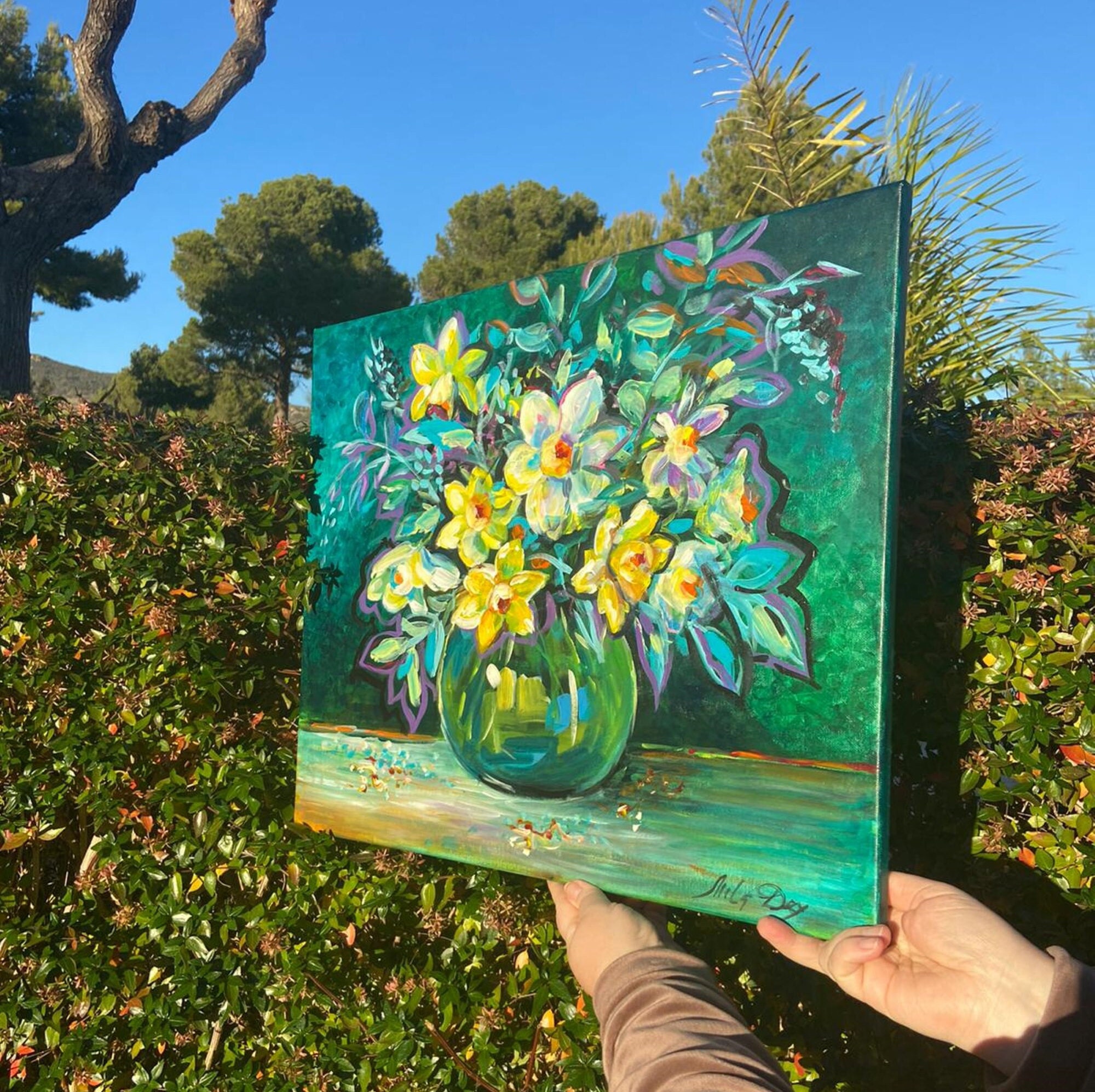 Handmade Flowers Painting Still Life With Daffodils Original Painting ...