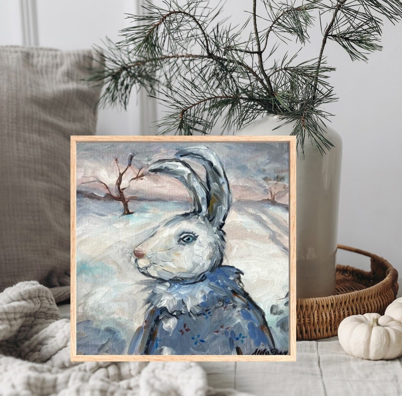 Custom Painting Painting With a Rabbit Handmade Acrylic Pictures Small ...