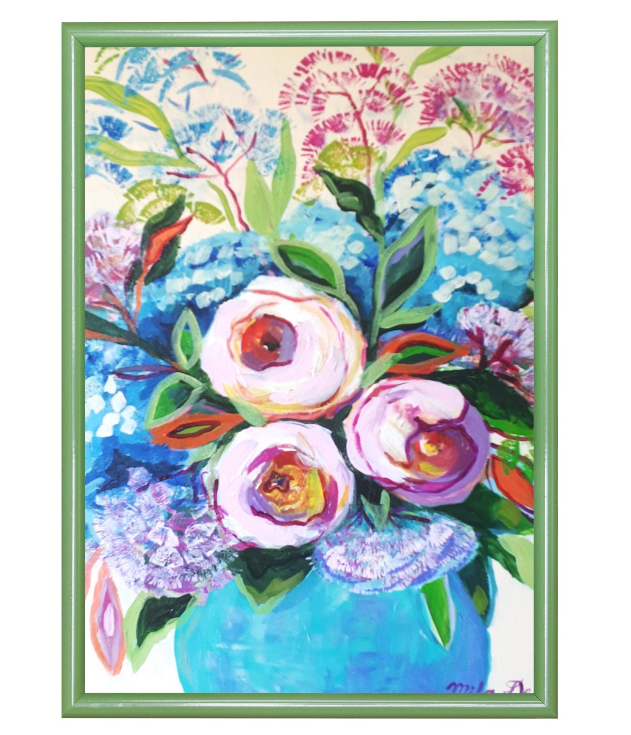 Handmade Roses Painting Original Flower Artwork Nature Painting Artwork ...