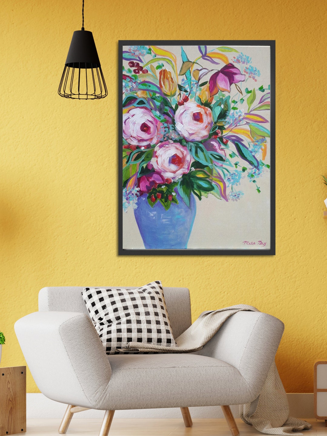 Abstract Art Flower Handmade Roses Oil Bouquet Original Art Roses Oil ...