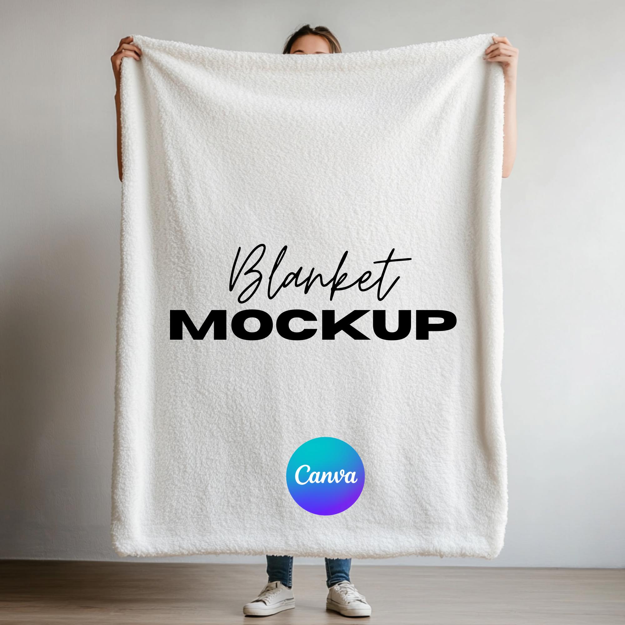 Hanging Blanket Mockup Canva Template, Mockup Blanket, Minky Blanket ...
