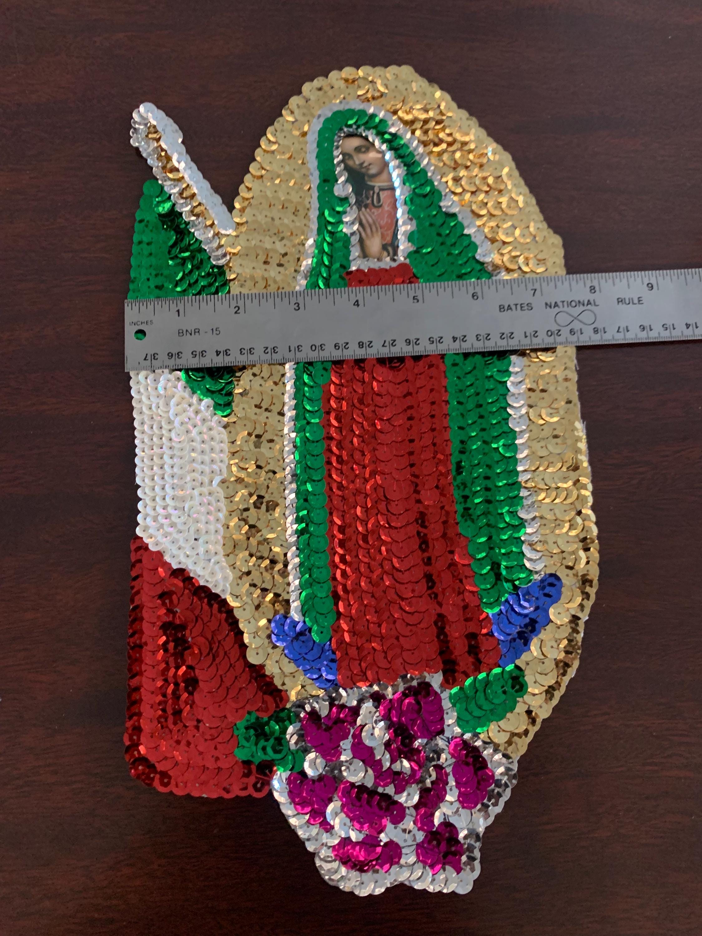 Virgin Mary Flag Sequin Patch, Religious Sequins Patch, Virgen De Guadalupe, Guadalupana ...
