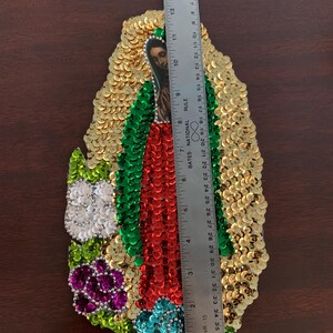 Virgin Mary 3 Rose Sequin Patch, Religious Sequins Patch,, Virgen De ...