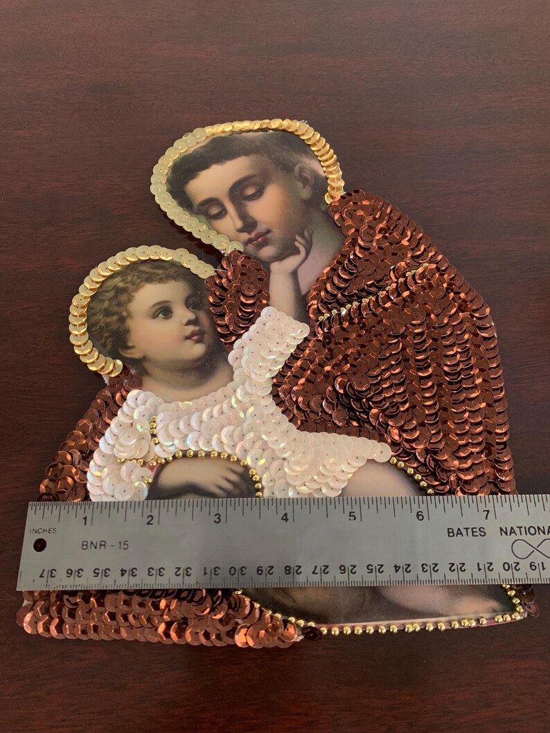 Saint Anthony Sequin Patch, Religious Sequins Patch, Applique, Sew On ...