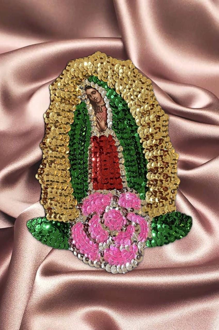 Virgin Mary Sequin Patch: Virgen Maria Guadalupana Applique With Large ...
