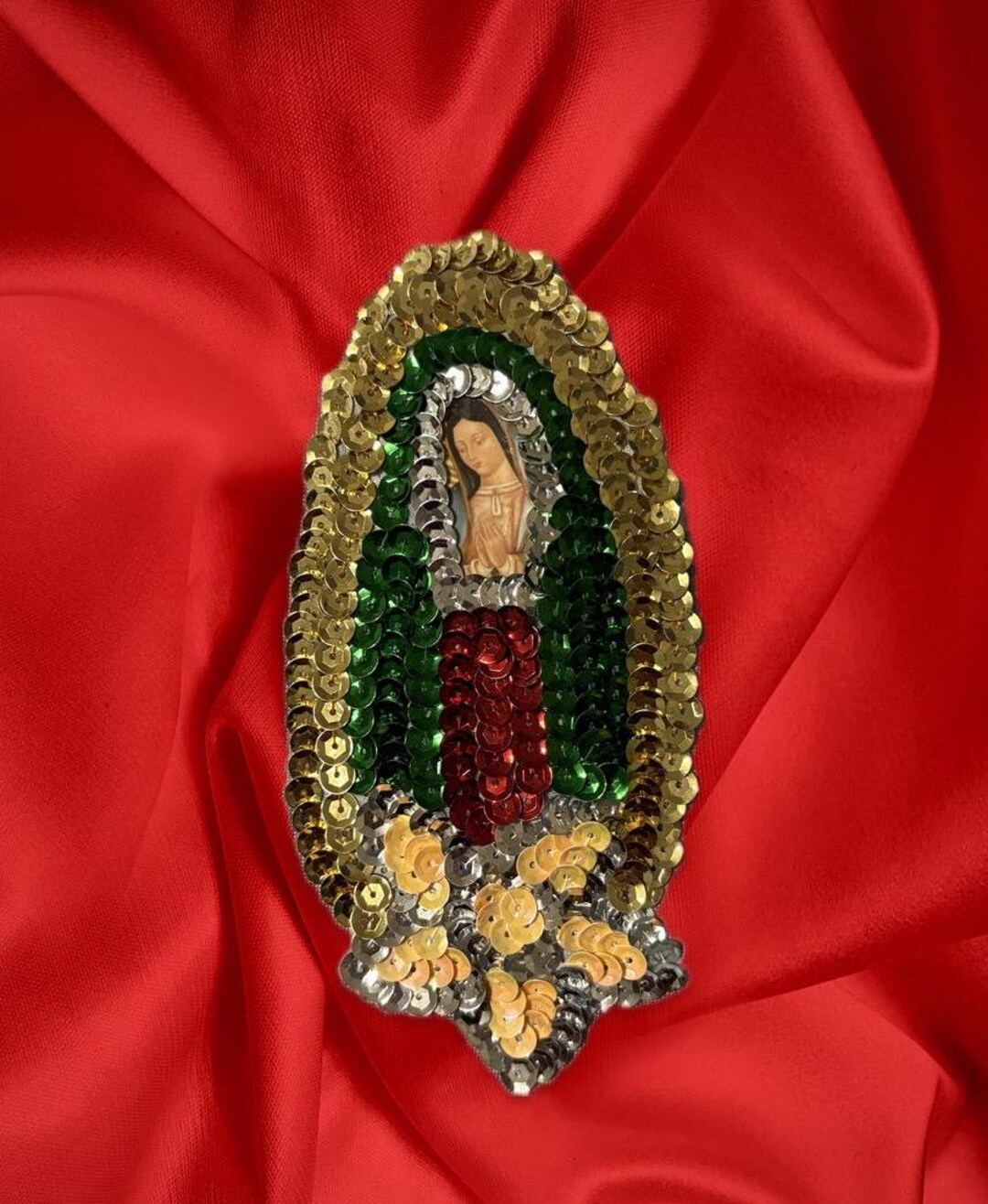 Small Virgin Mary Sequin Patch, Religious Sequins Patch,, Virgen De Guadalupe, Guadalupana ...
