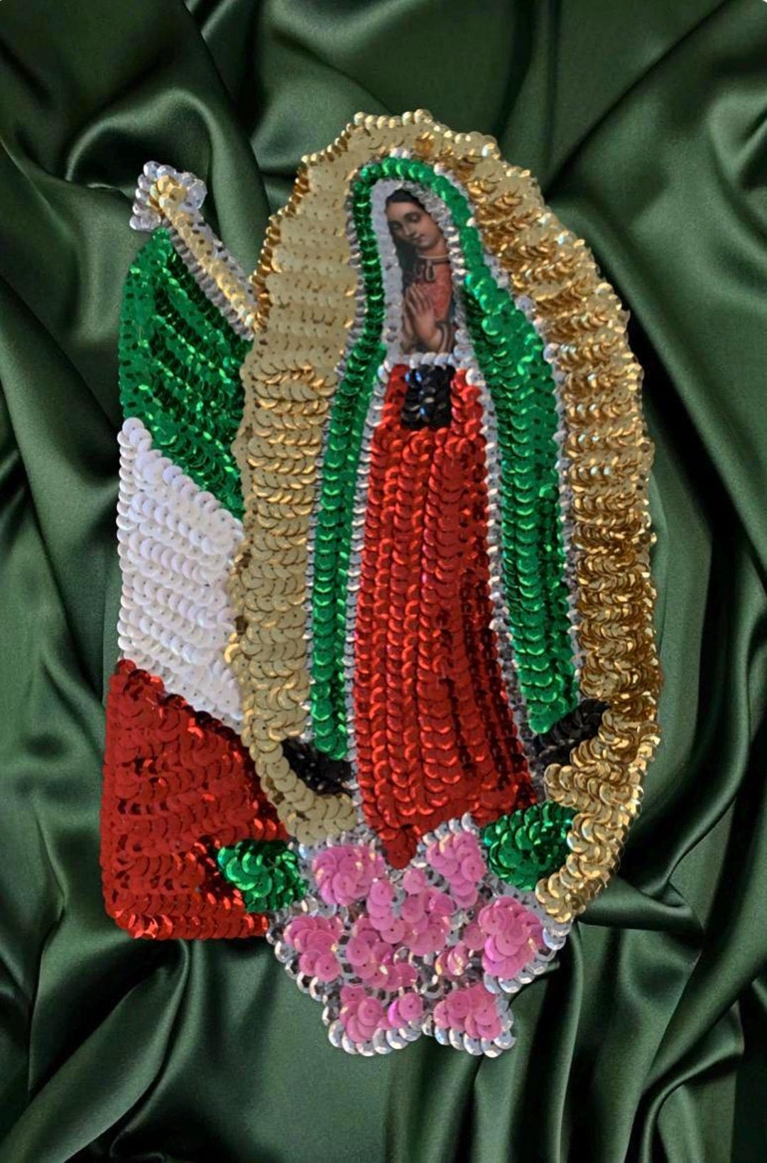 Virgin Mary Flag Sequin Patch: Virgen De Guadalupe Applique - Etsy