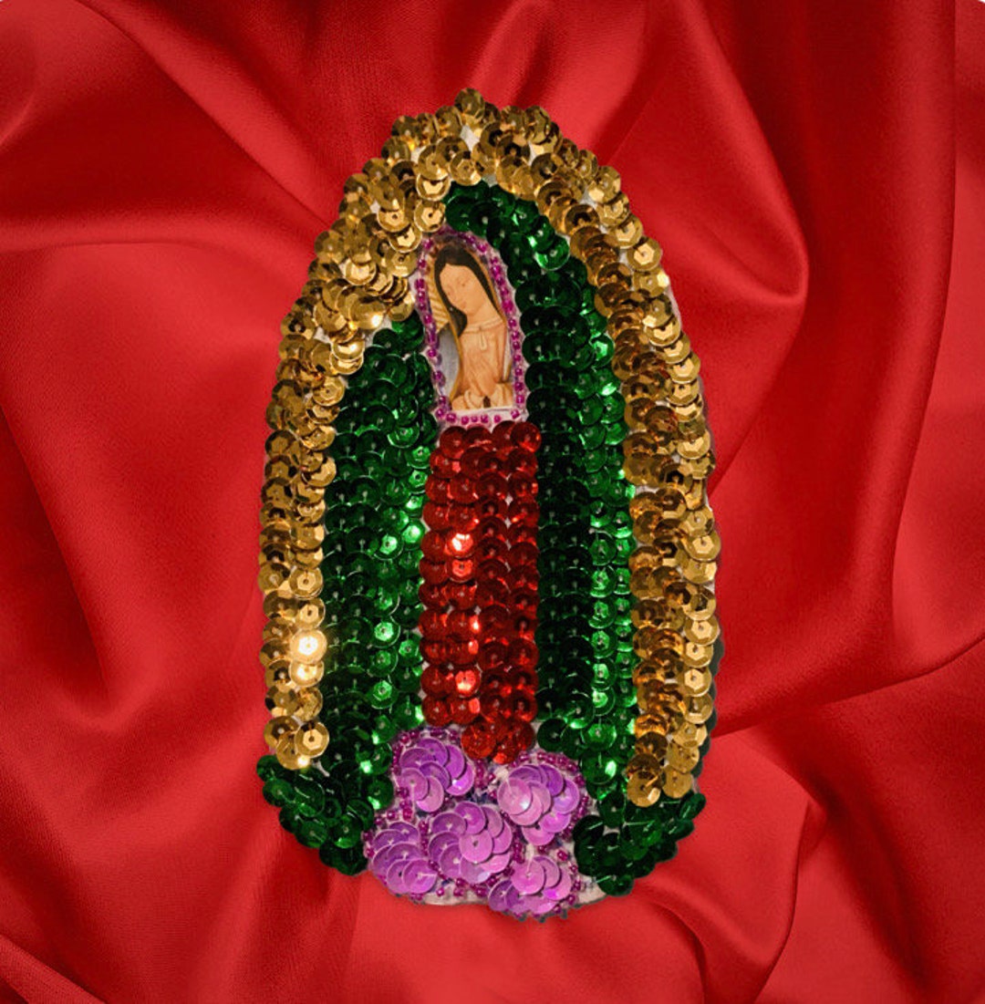 Small Virgin Mary Sequin Patch, Religious Sequins Patch,, Virgen De ...